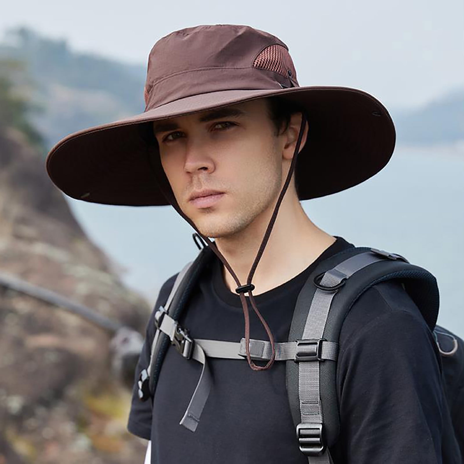 Nmnitkp Sun Hats for Men Women Fishing Hat UPF 50+ Breathable Wide Brim Summer UV Protection Hat ...