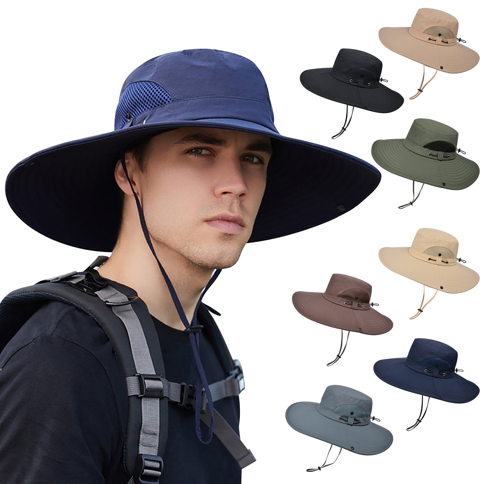 Nmnitkp Sun Hats for Men Women Fishing Hat UPF 50+ Breathable Wide Brim ...