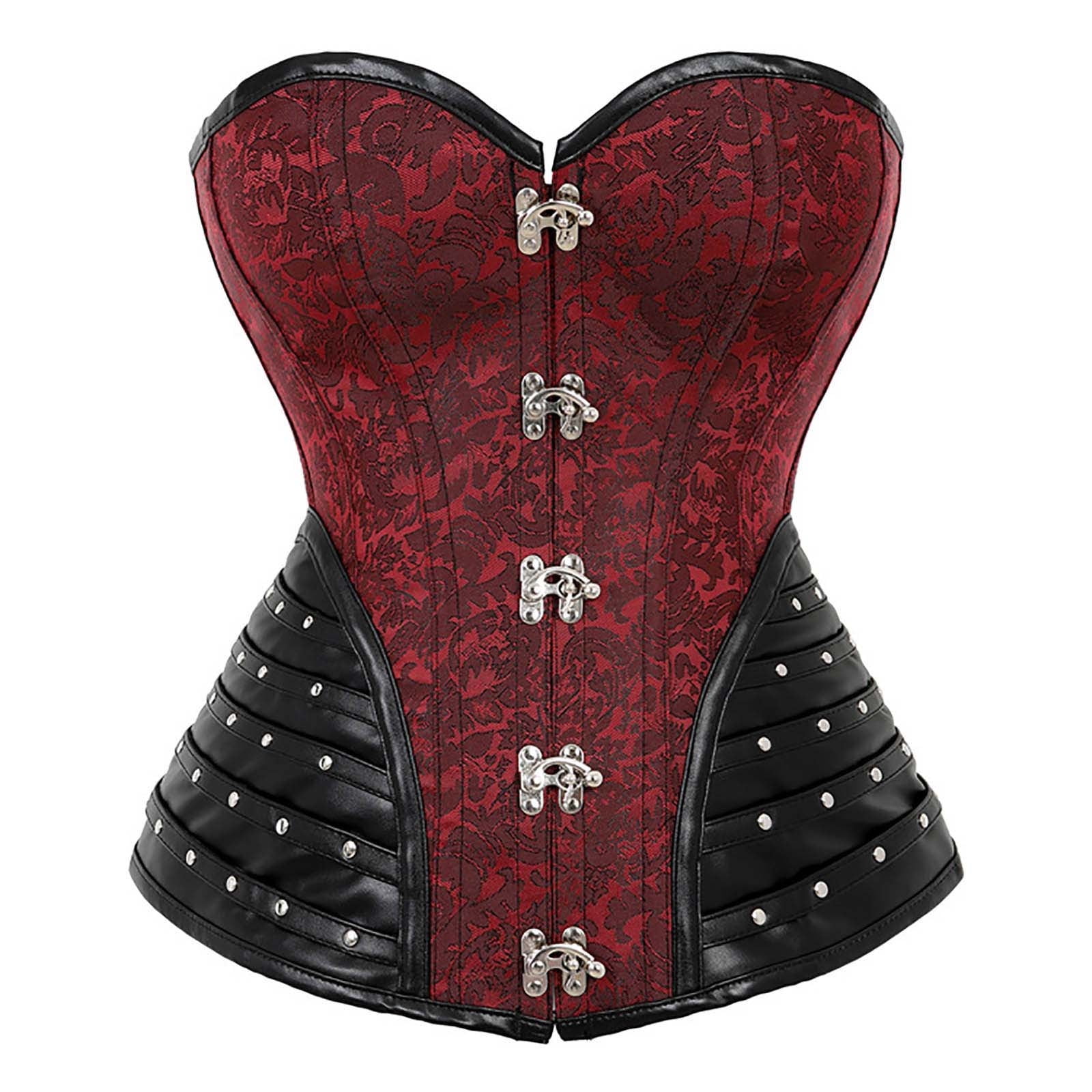 Nmnitkp Women's Lace up Boned Overbust Corset Tube Top Sexy Slim Corset ...