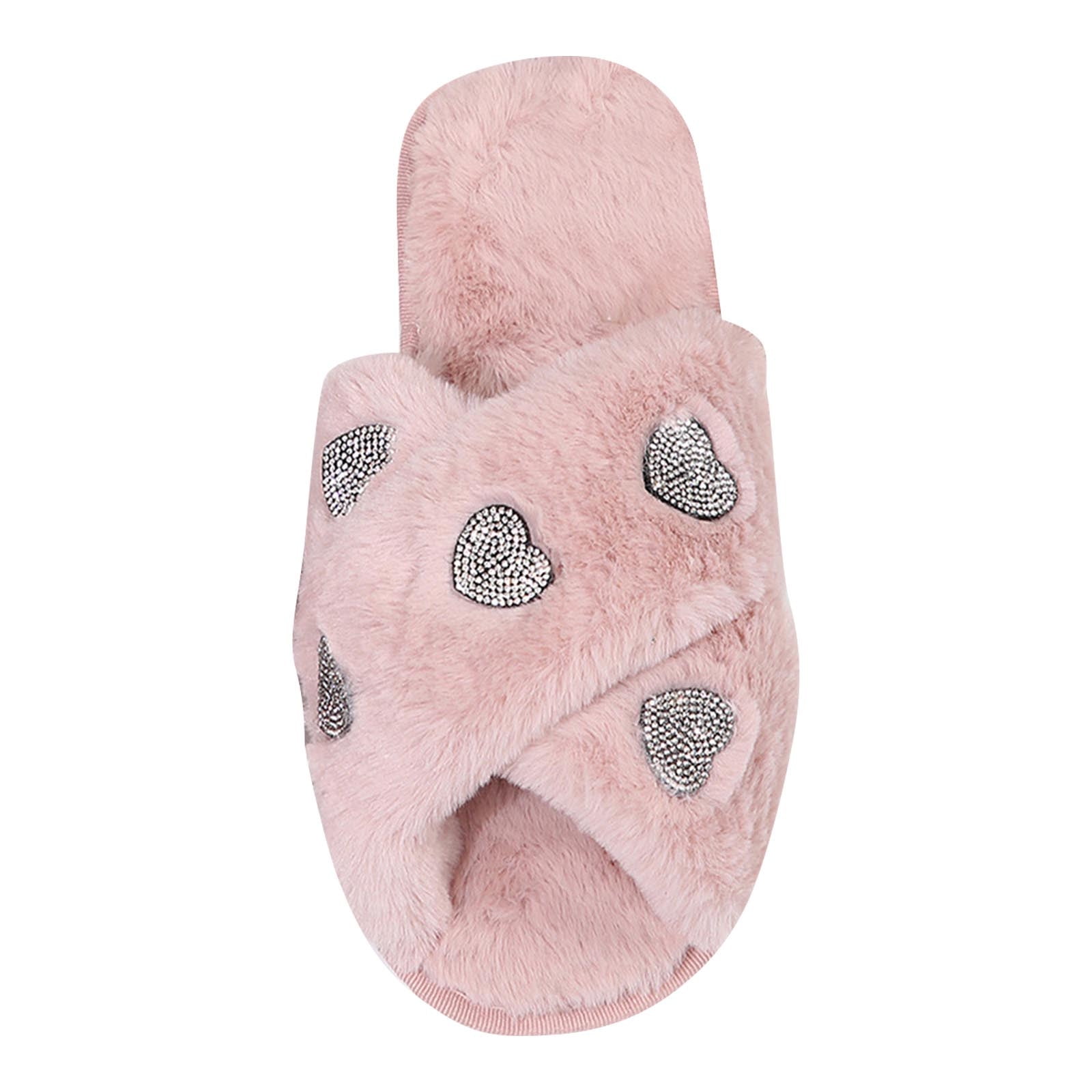 Nmnitkp Womens Fuzzy Memory Foam Slippers Beautiful Pattern Band Cozy Plush Home Slippers Fluffy ...