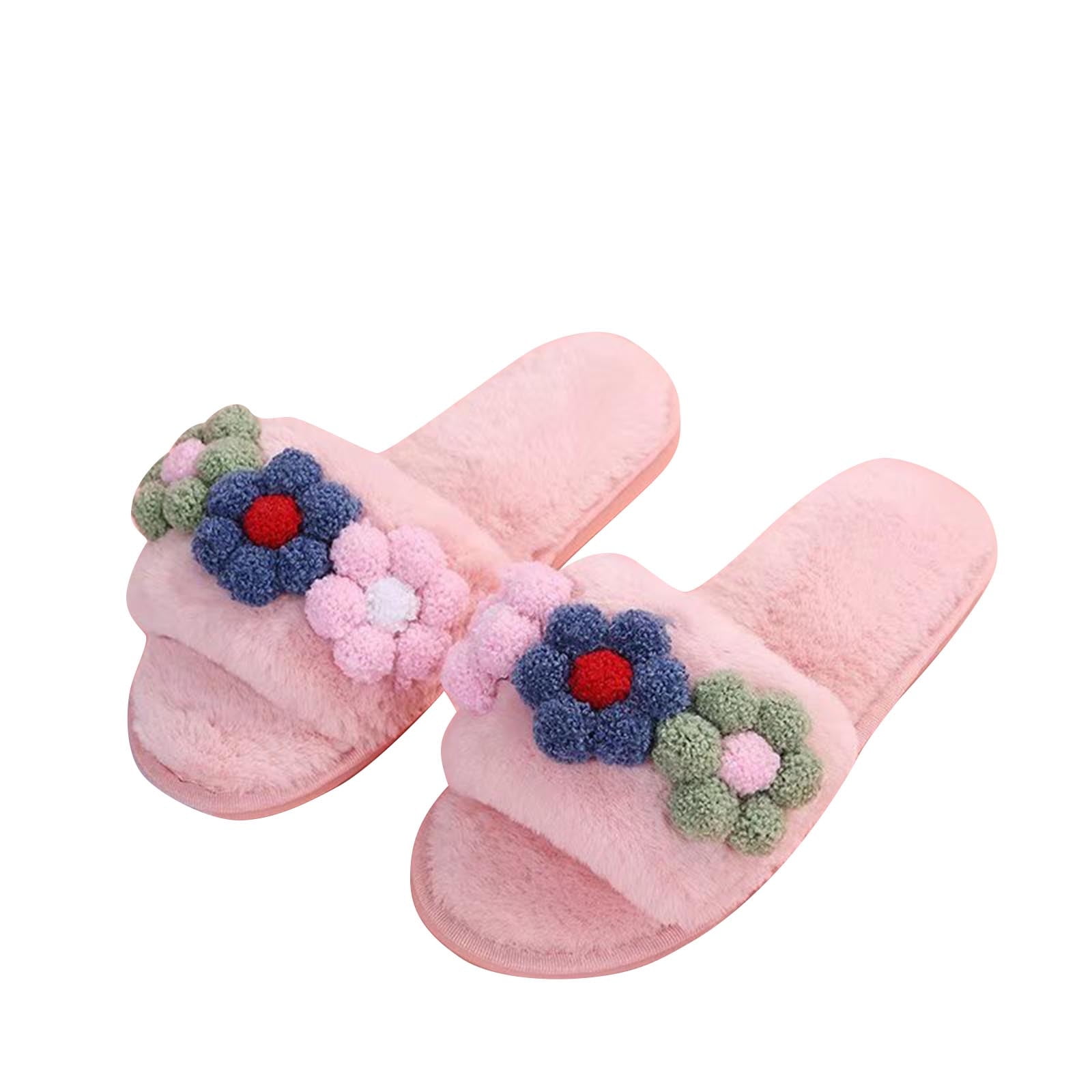 Nmnitkp Womens Fuzzy Memory Foam Slippers Beautiful Pattern Band Cozy Plush Home Slippers Fluffy ...