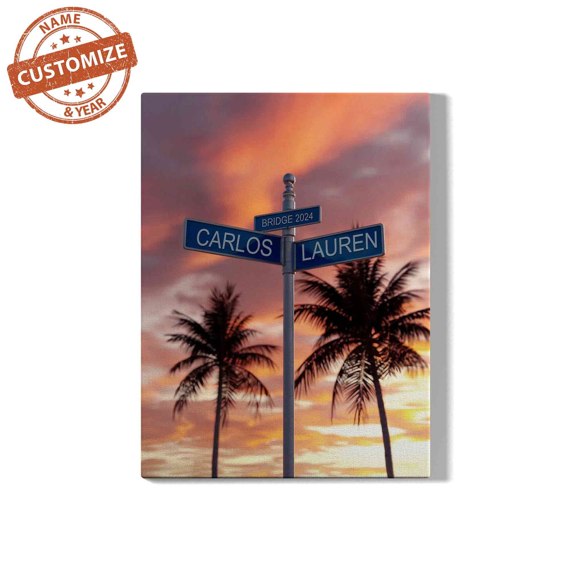 NnhCraft Personalized Name Canvas, Couples Street Sign Canvas, Couple ...