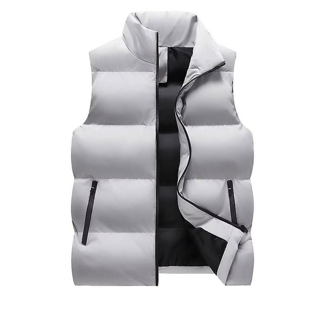 Yufatyle Men's Puffer Vest Plus Size Stand Collar Pocket Zipper Jacket ...