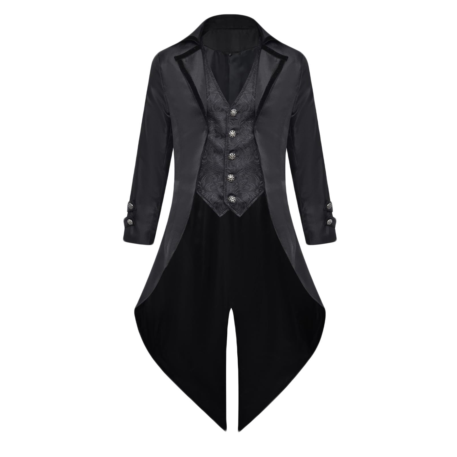 Yufatyle Men's Steampunk Gothic Jacket Patchwork Turn-Down Collar Long ...