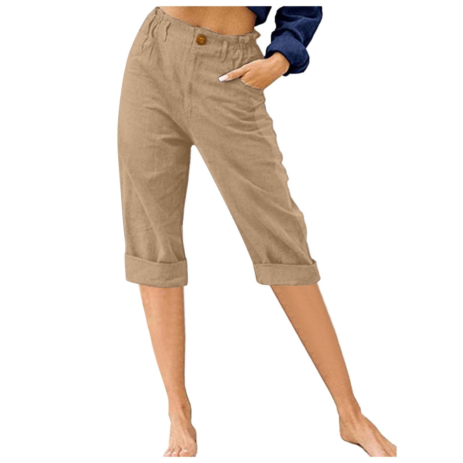 Nnhblu Straight Leg Yoga Pants for Women Cropped Pants Cargo Capris for ...