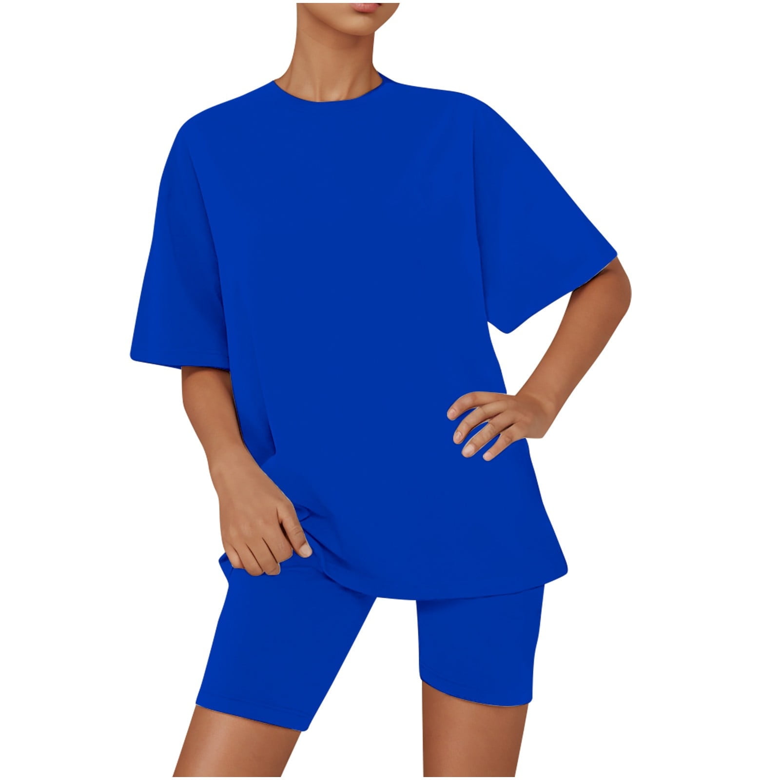 Nnhbluo Women's Sweatsuits Summer Two Piece Outfits Short Sleeve Tunic ...