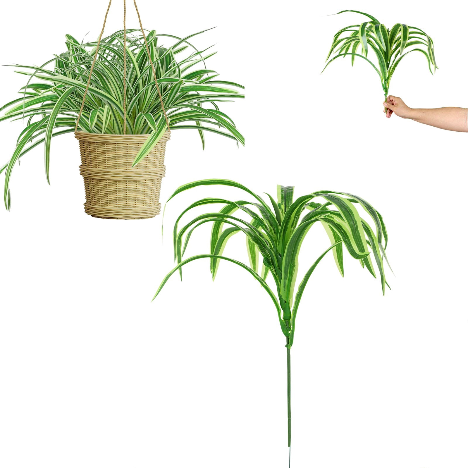 Nnndbs 1 Bundle 5 Branch Gold Edged Artificial Spider Greenery Bush for ...
