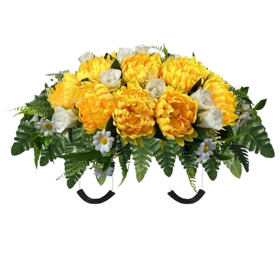 Nnndbs Artificial Cemetery Flower Saddle, Waterproof Funeral Flowers ...