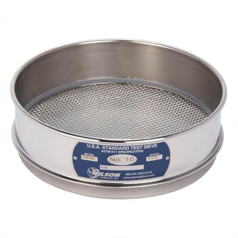 No. 10 Mesh Sieve, All Stainless, Full Height, 8" Diameter - Walmart.com