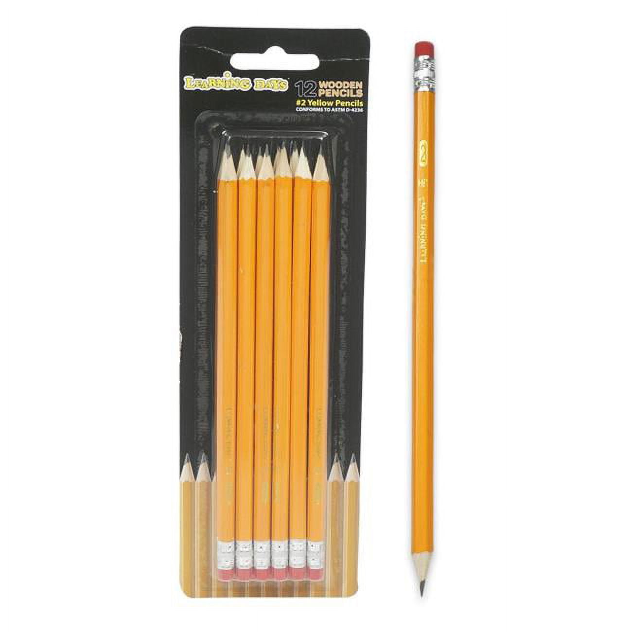 No.2 Wooden Pencils with Eraser Pack, Yellow - 12 Count - Case of 240 ...