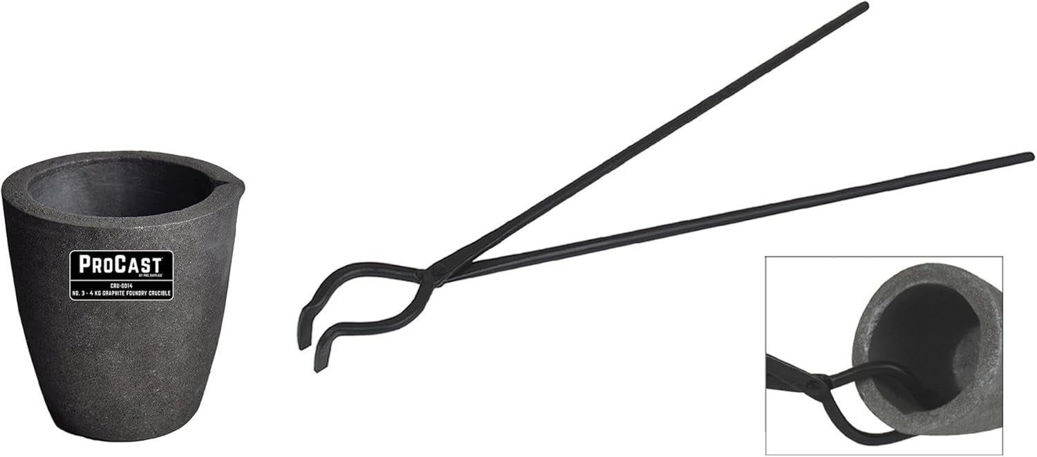 No 3-4 Kg Clay Graphite Foundry Crucible Kit w/ 19" Hinge-Style Foundry ...
