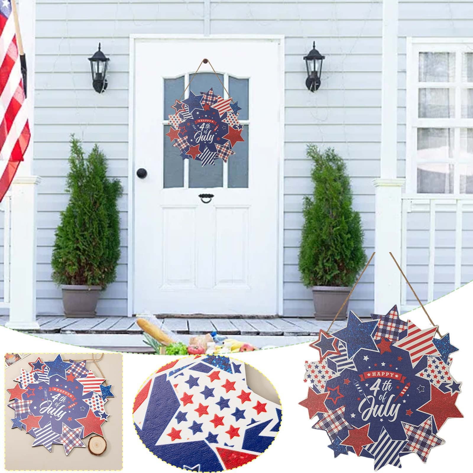 No.-46318.33 4th of July Patriotic Wreaths Welcome Sign, Independence ...