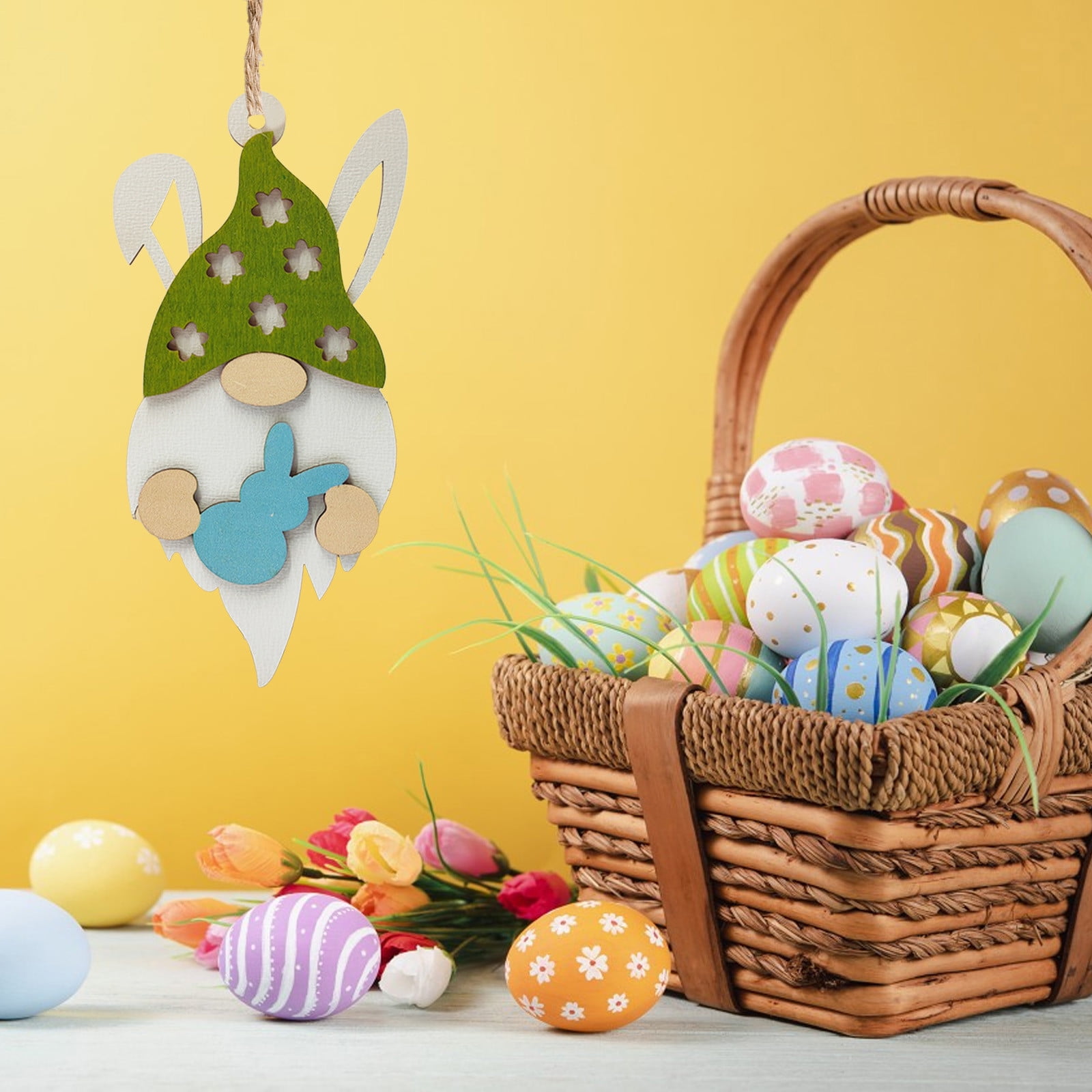 No.-46318.33 Hello Spring Easter Bunny Rabbit Sign for Front Door 12”x12” Summer Welcome Easter ...