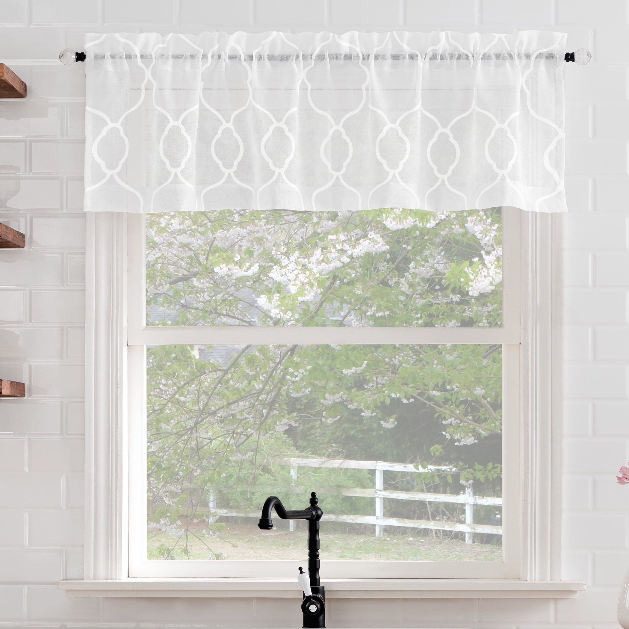 No. 918 Allerton Embroidered Trellis Rod Pocket Kitchen Curtains, 52 ...