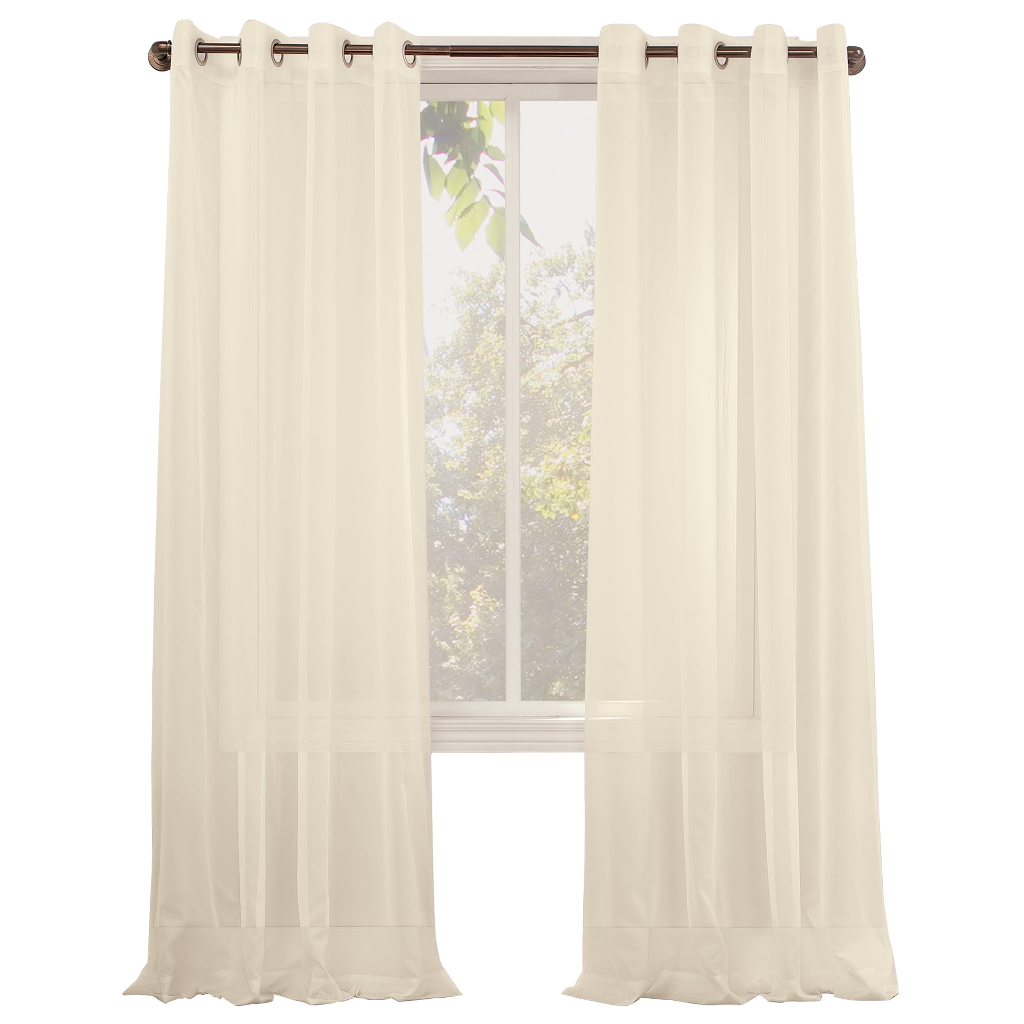 Collections Etc Emily Sheer Voile Fabric Grommet Top Window Panels ...