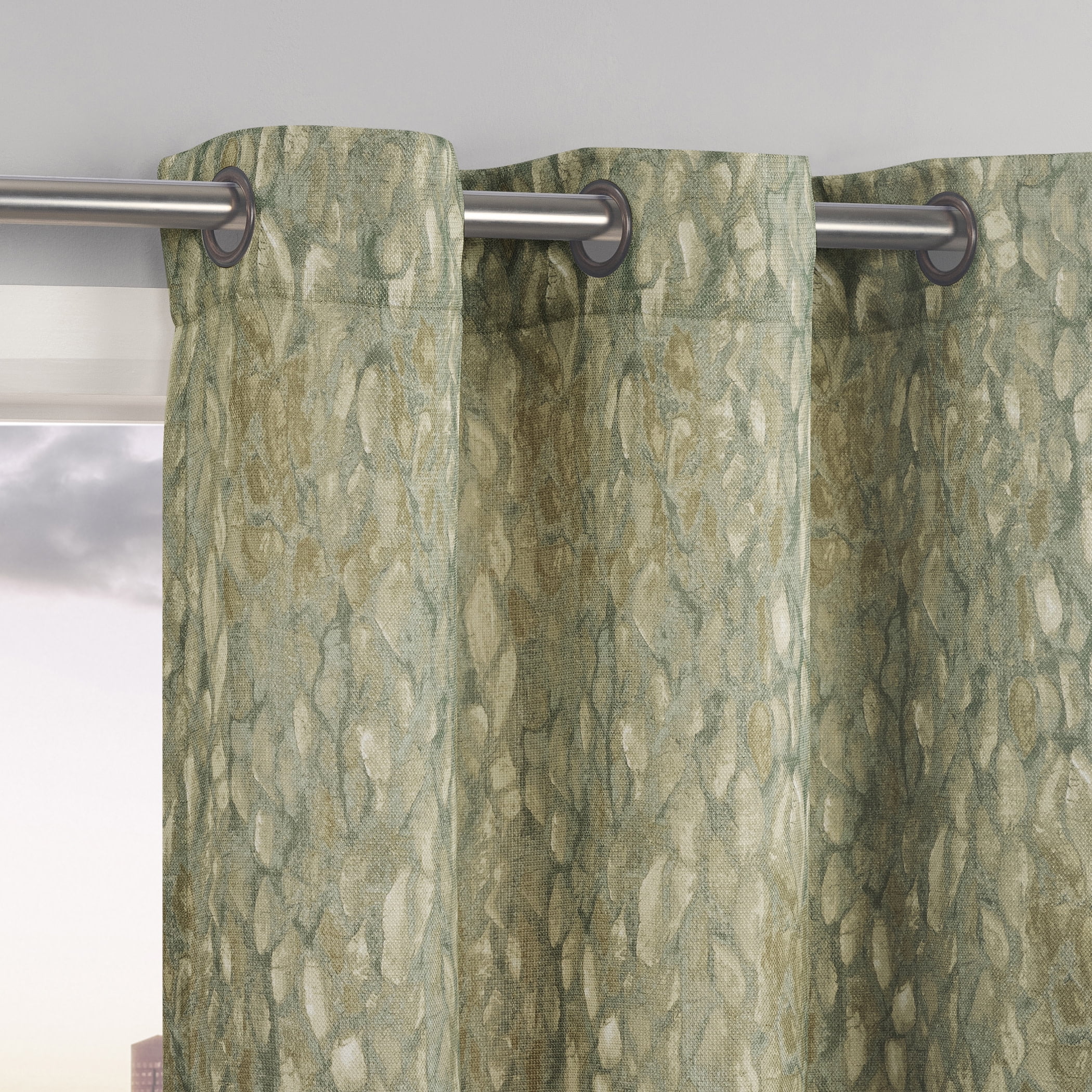 No. 918 Harlowe Abstract Geometric Semi-Sheer Grommet Curtain Panel, 48 ...