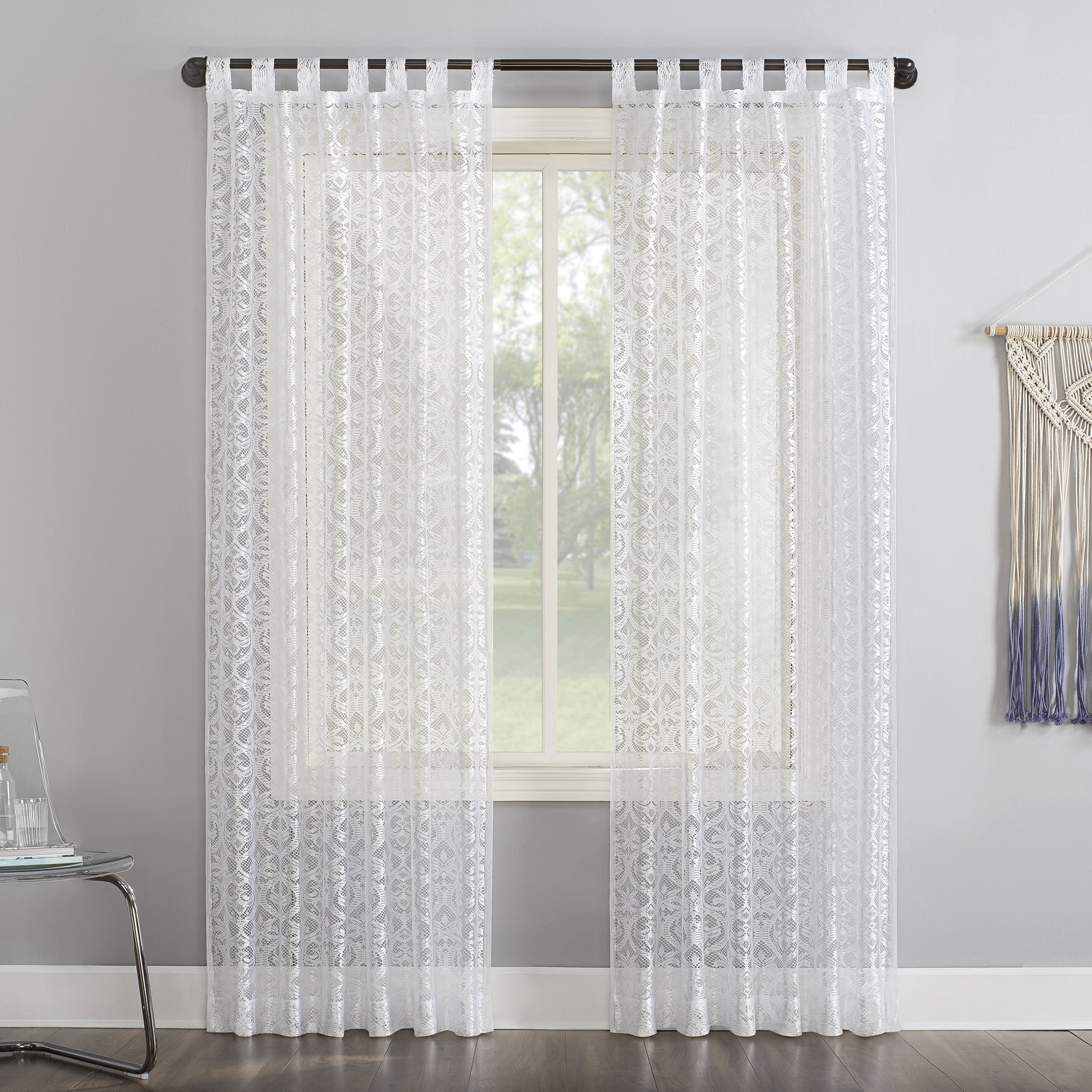 No. 918 Hope Macrame Lace Sheer Tab Top Curtain Panel - Walmart.com