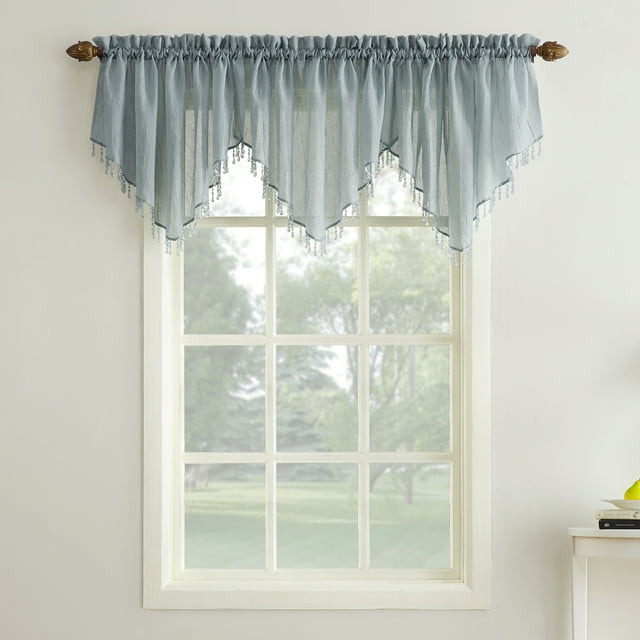 No. 918 Jillian Crushed Voile Ascot Beaded Sheer Valance, 51 No. 918 Jillian Crushed Voile Ascot Beaded Sheer Valance, 51