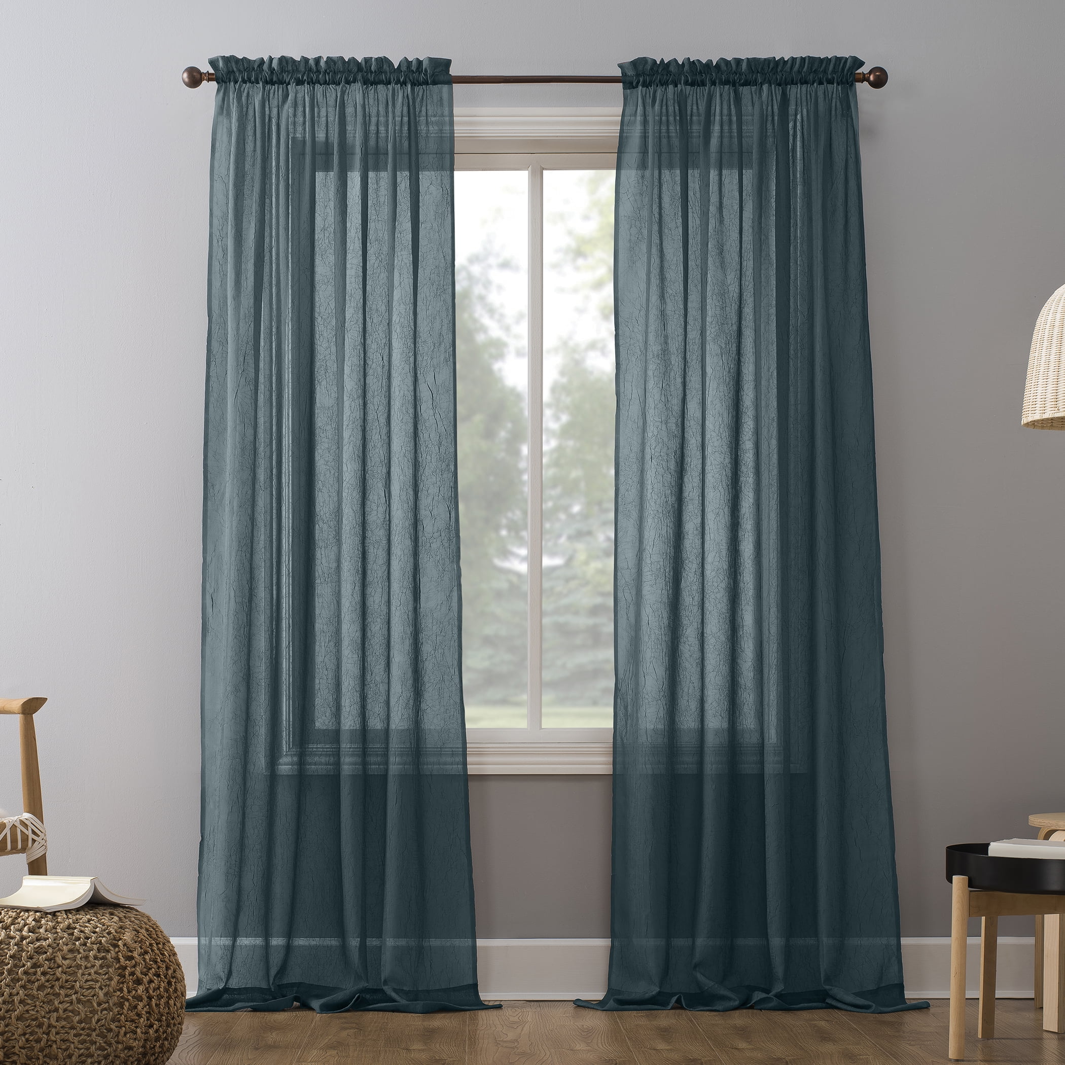 No. 918 Jillian Crushed Voile Sheer Rod Pocket Curtain Panel, 51"x84 ...