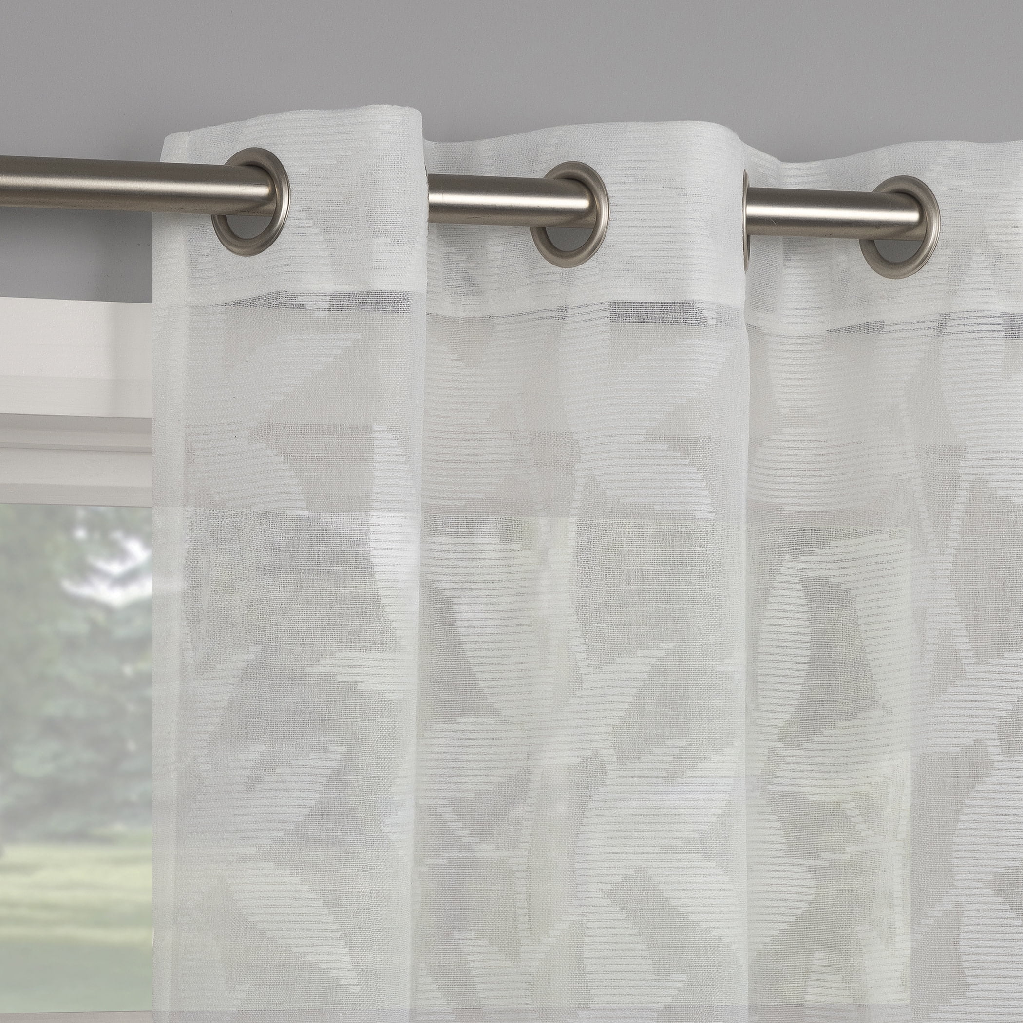 No. 918 Nadia Textured Botanical Semi-Sheer Grommet Curtain Panel, 52"W ...