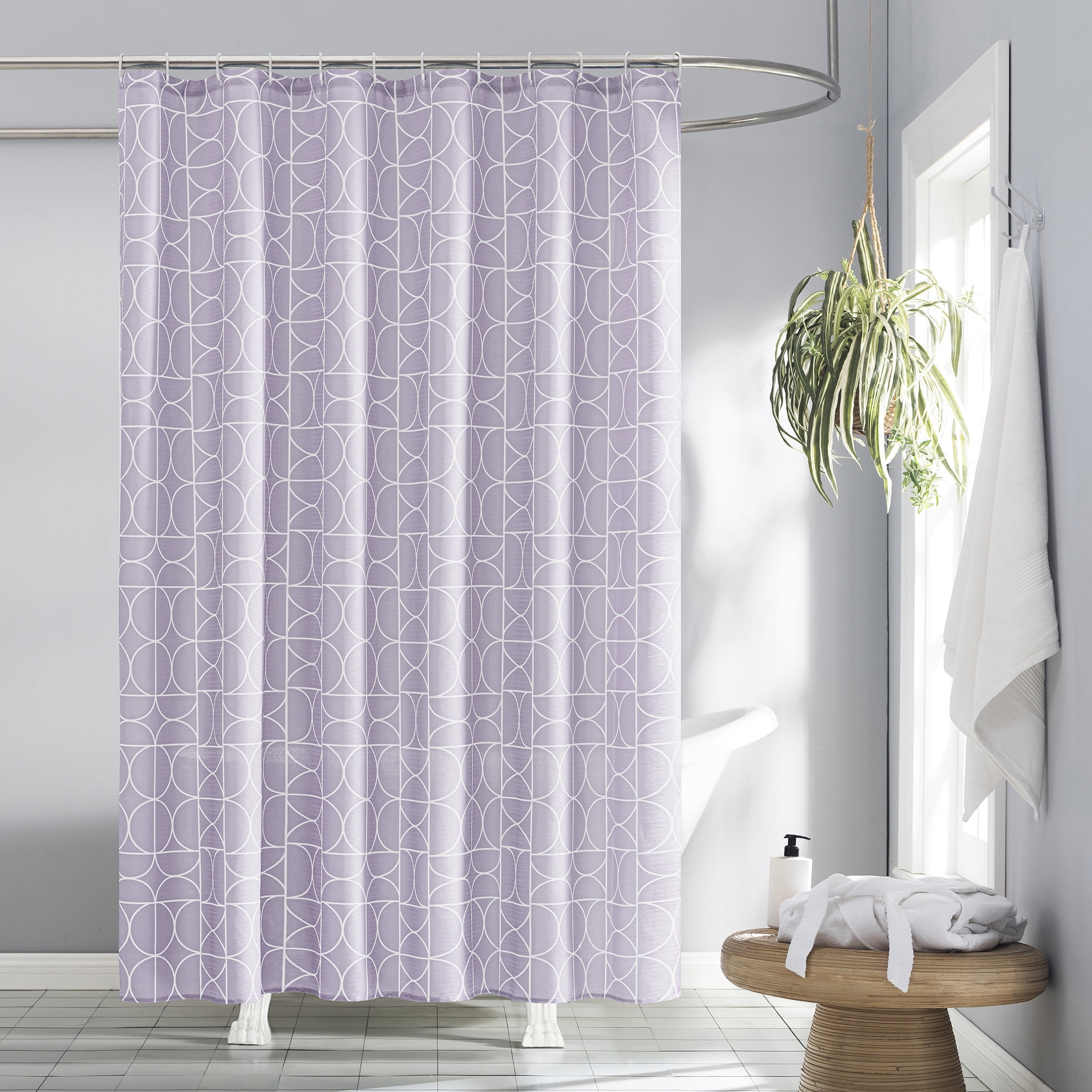 No. 918 Rodrick 13-Piece Geometric Print Shower Curtain and Rings Set ...
