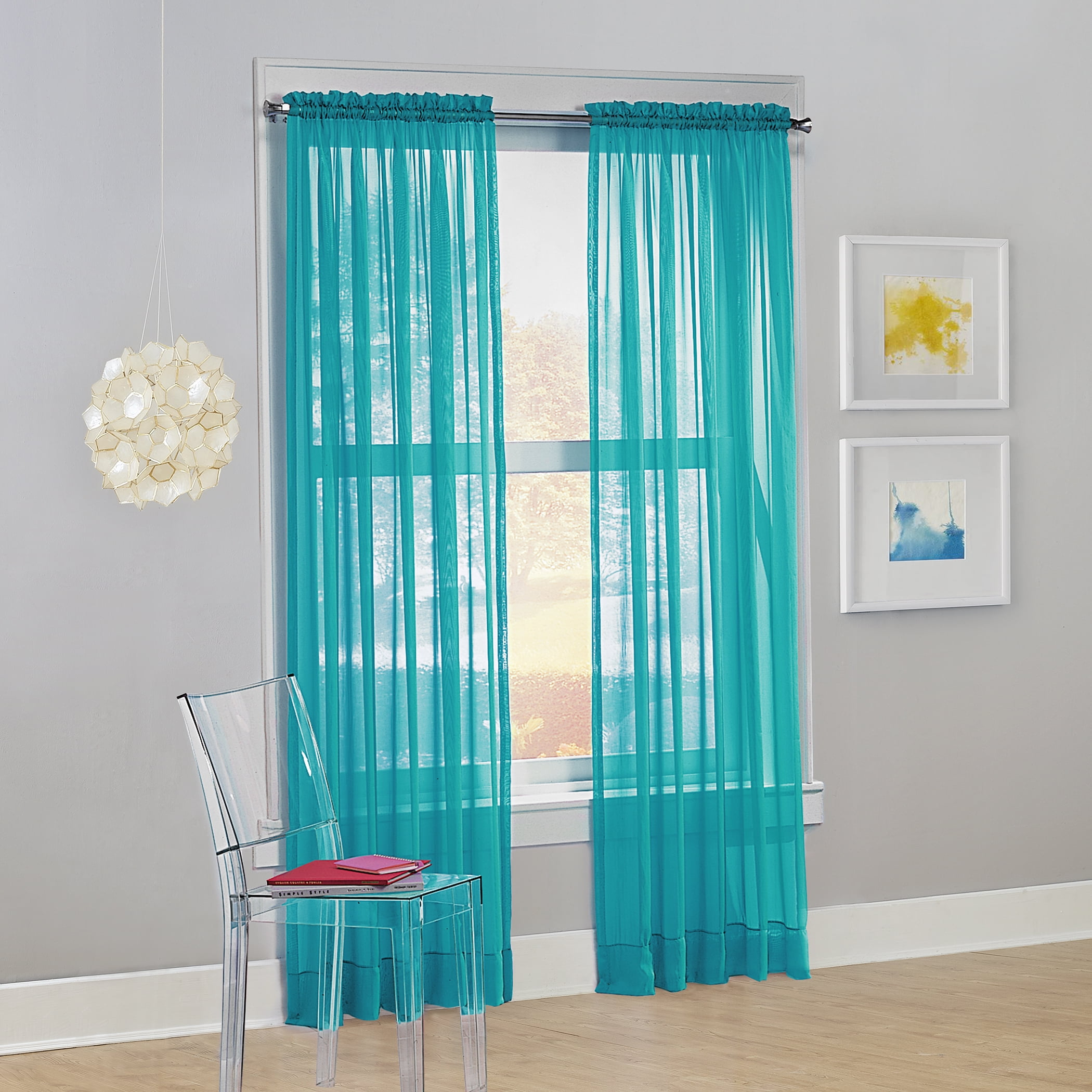 No. 918 Siren Voile Sheer Rod Pocket Curtain Single Panel, 59"x84", Sky ...
