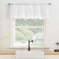 No. 918 Mariela Floral Trim Semi-Sheer Rod Pocket Kitchen Curtain Set ...