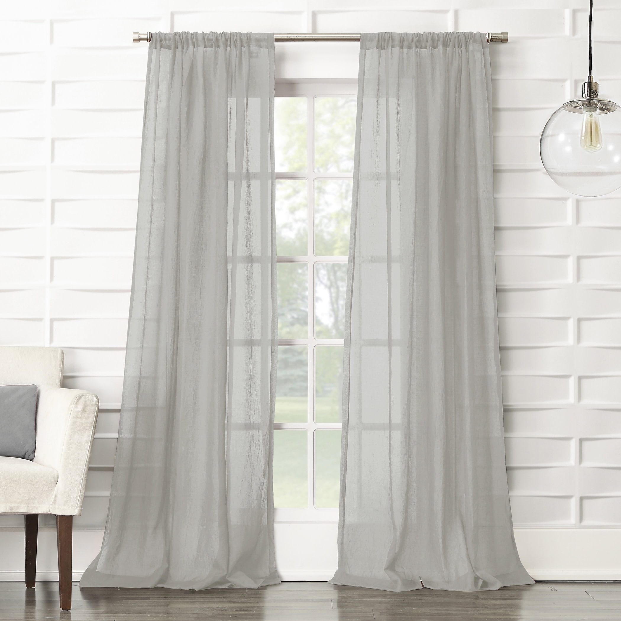 No. 918 Vida Crushed Texture Semi-Sheer Rod Pocket Curtain Panel, 50 ...