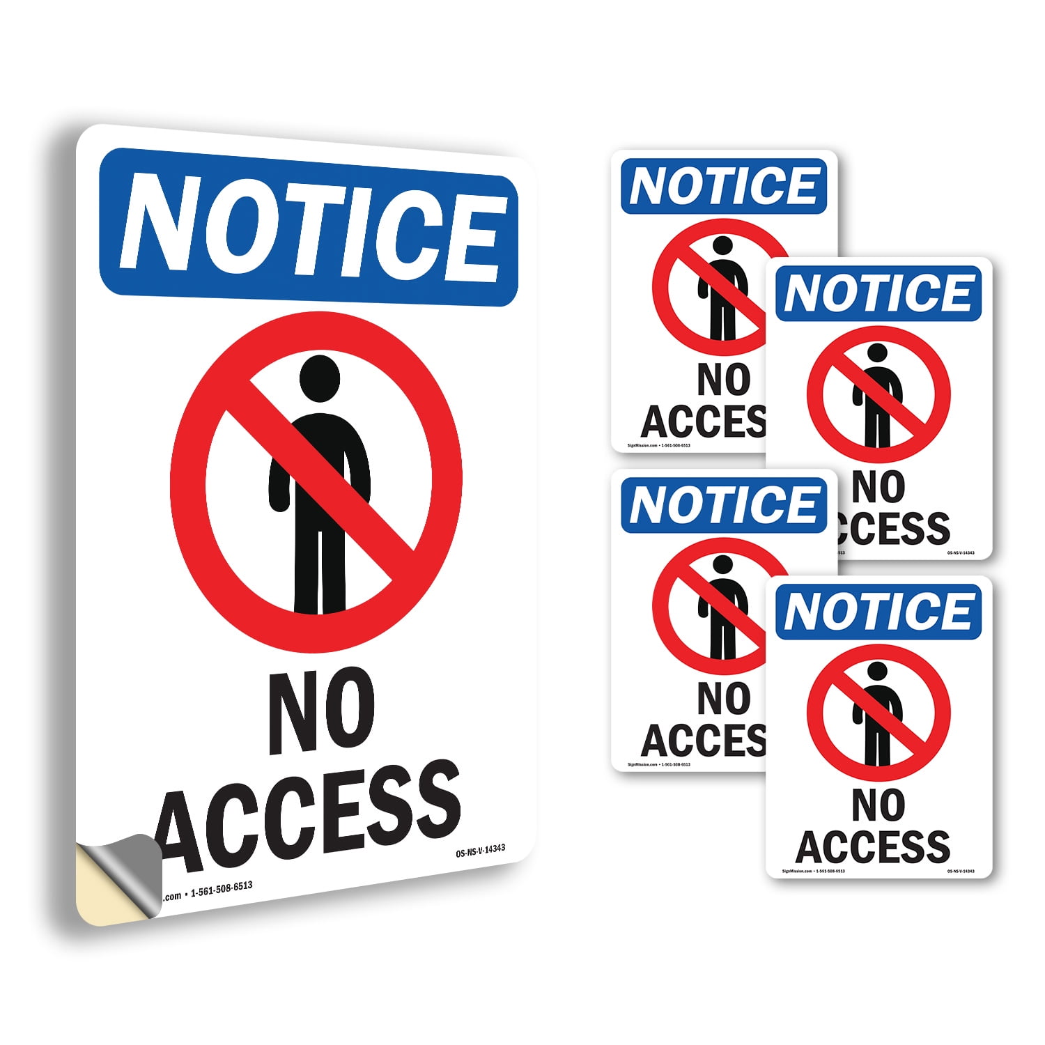 No Access With Symbol OSHA Notice Vinyl Decal Label 5 Inch x 3.5 Inch ...