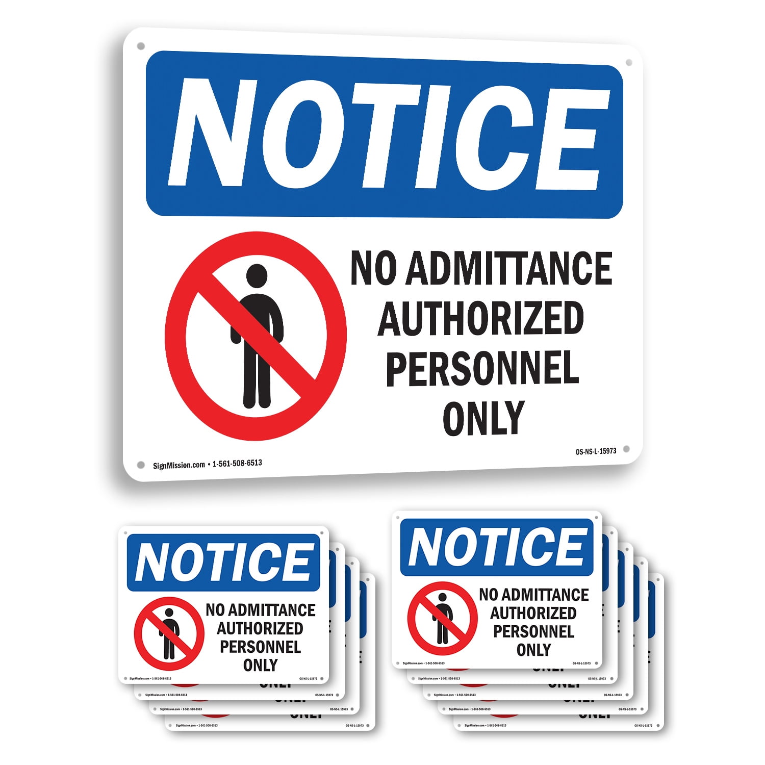 No Admittance Authorized Personnel Only OSHA Notice Aluminum Sign 18 ...