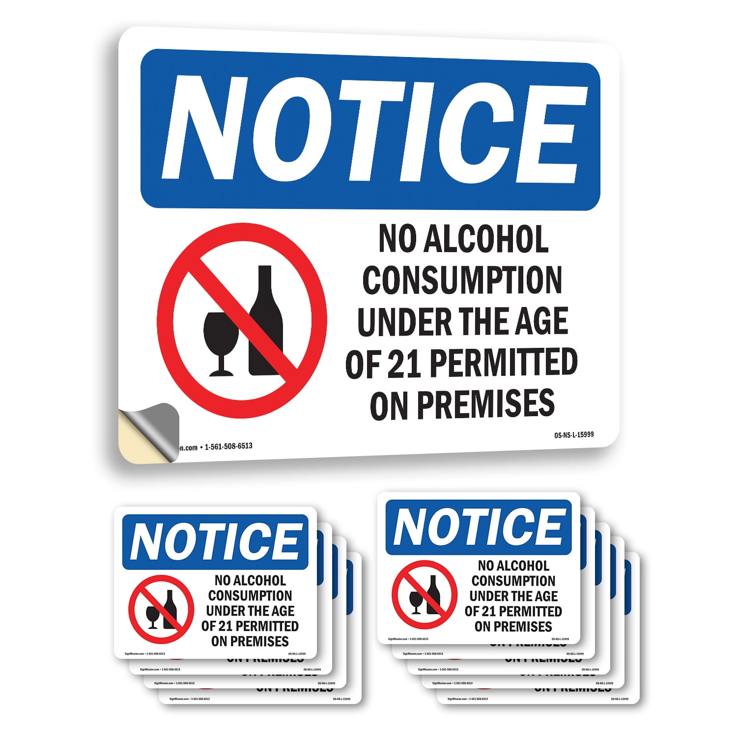 No Alcohol Consumption With Symbol OSHA Notice Vinyl Decal Label 18 ...