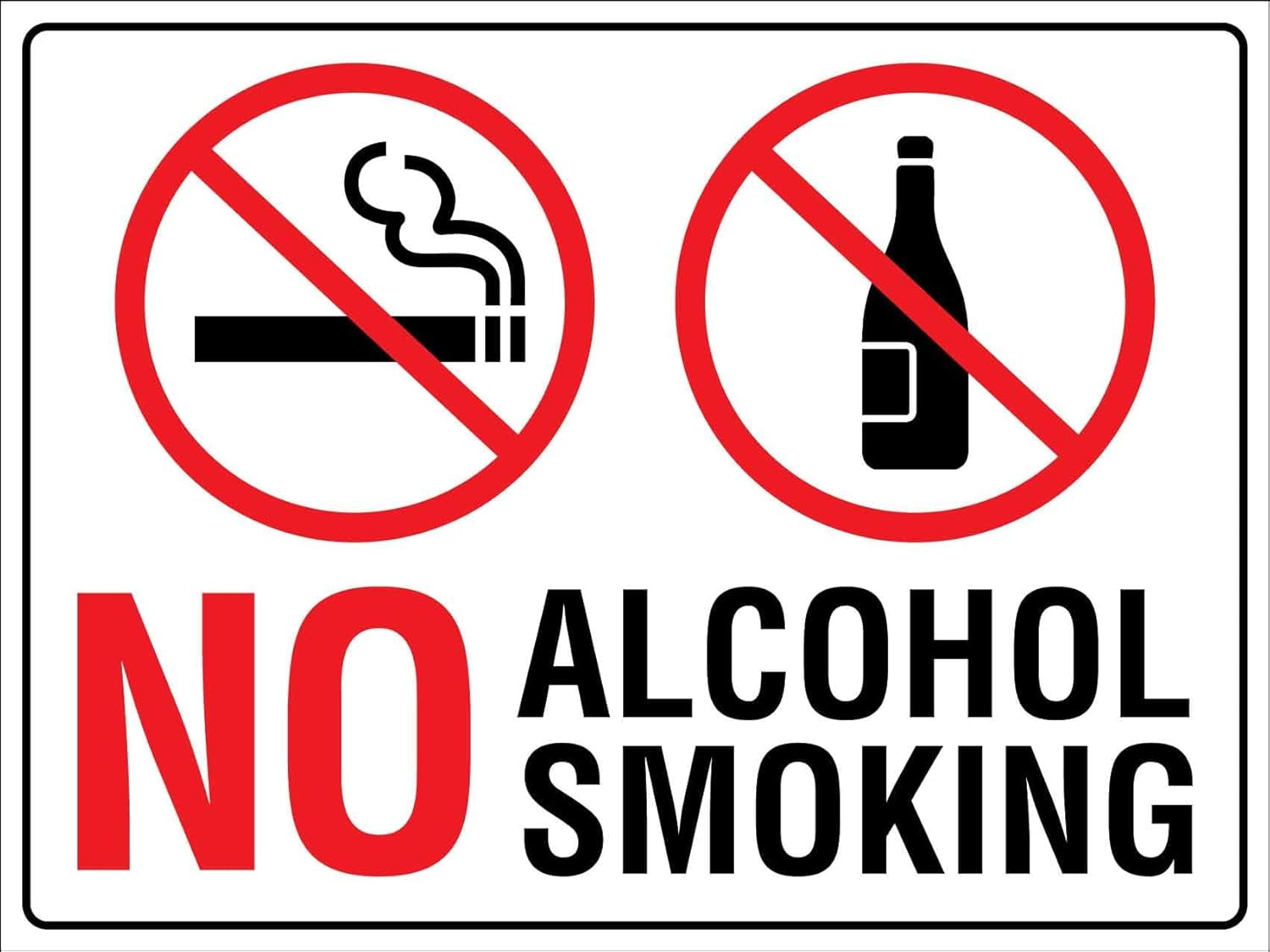 No Alcohol No Smoking Sign Prohibition Signs 8 X 12 Inch Metal Tin Sign ...
