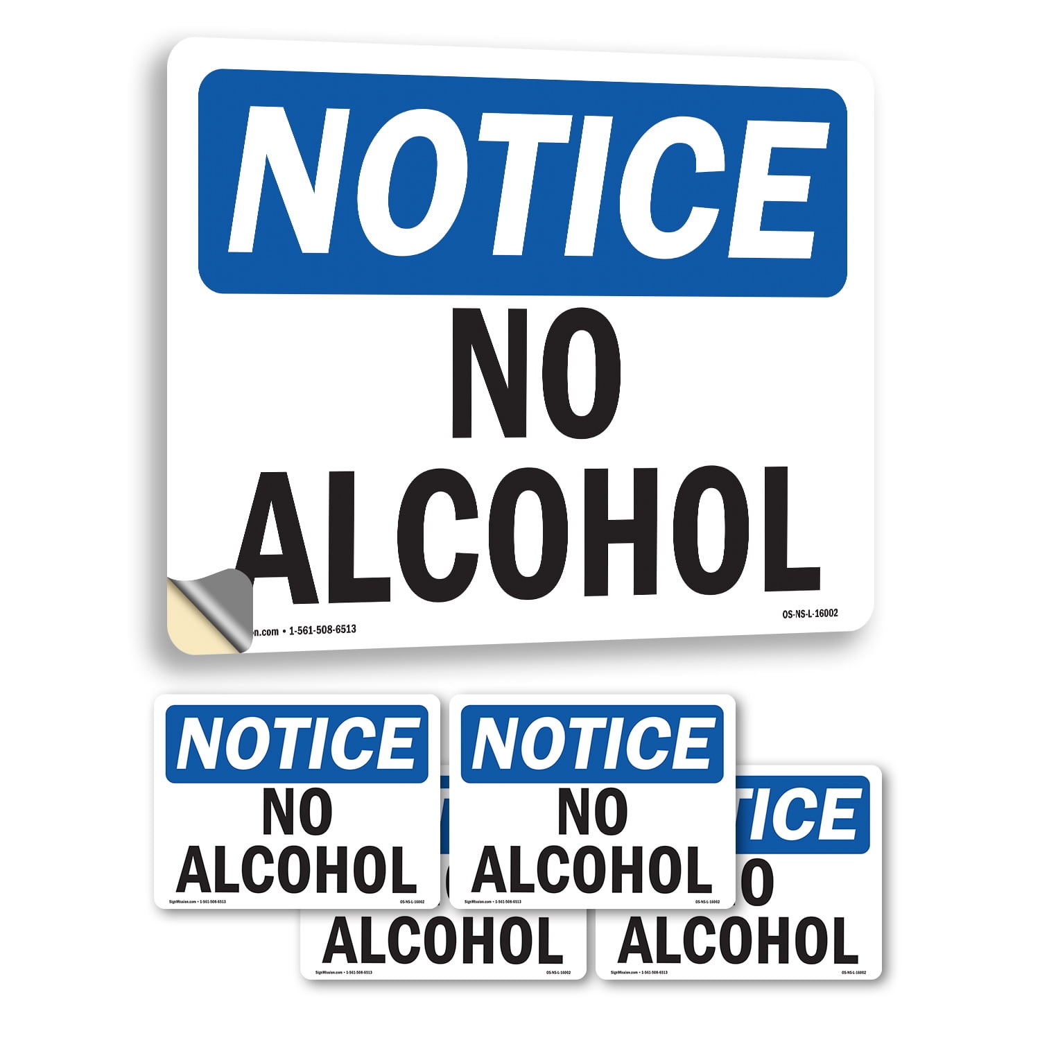 No Alcohol OSHA Notice Vinyl Decal Label 10 Inch x 7 Inch - 5 Pack ...
