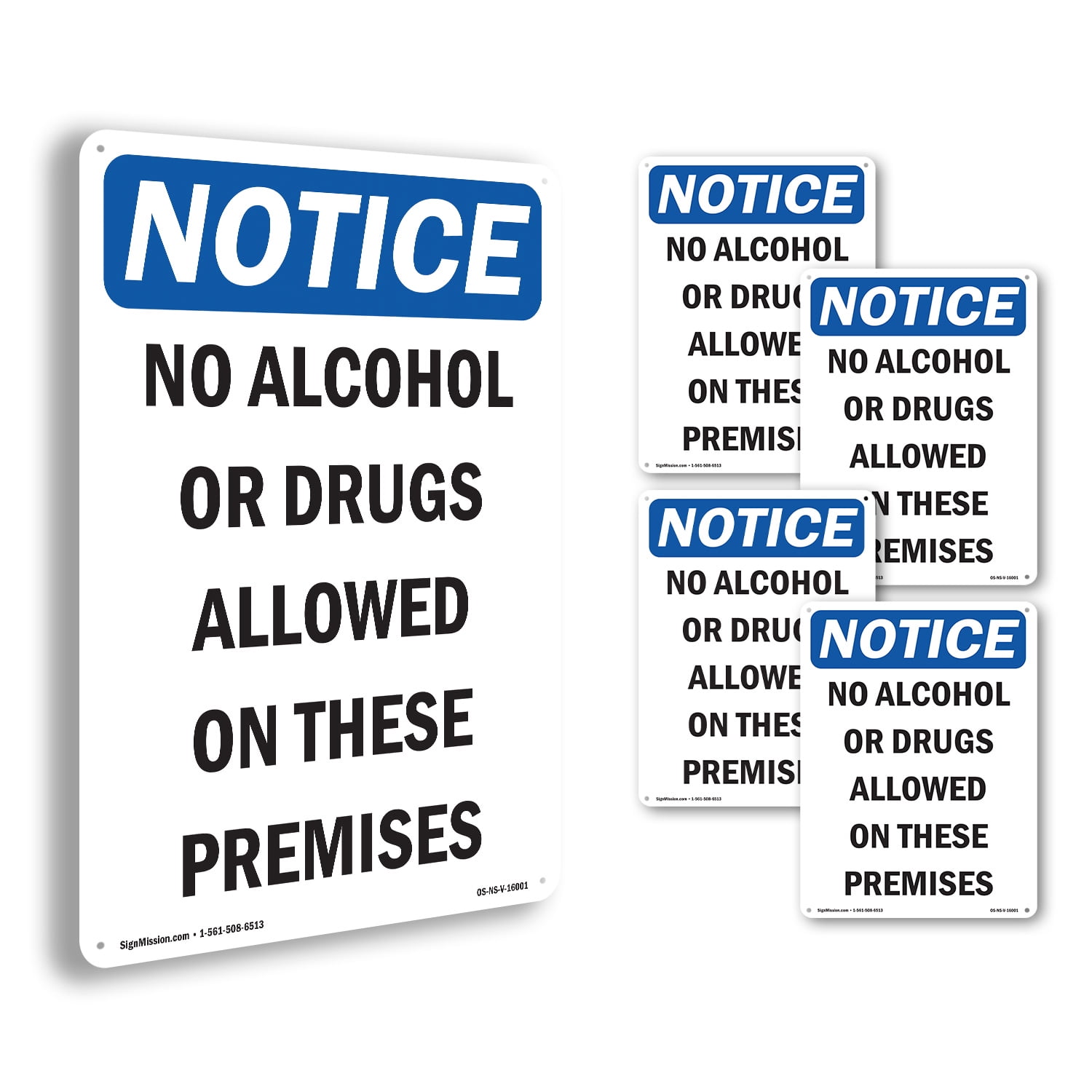 No Alcohol Or Drugs Allowed OSHA Notice Aluminum Sign 10 Inch x 7 Inch ...