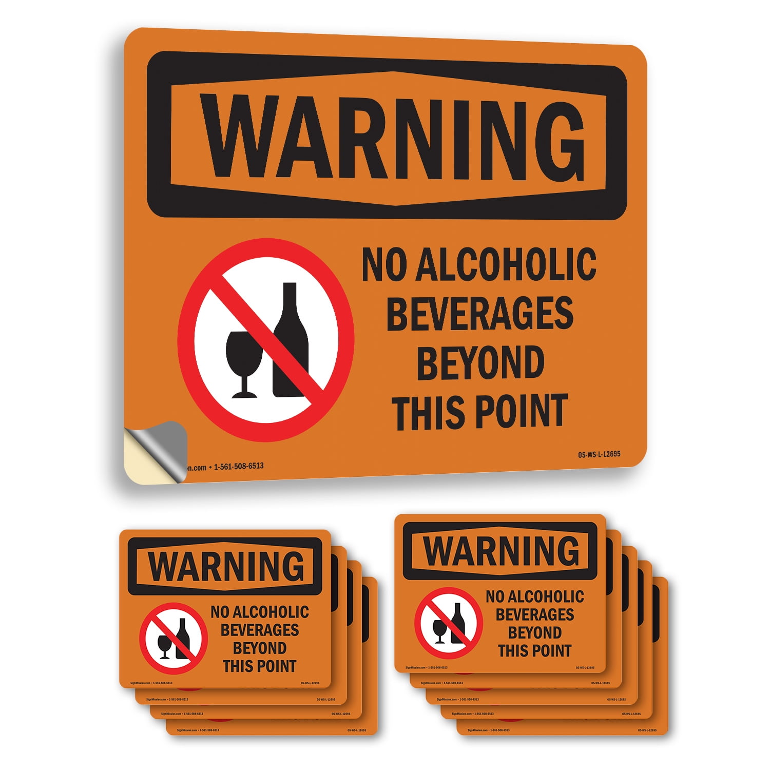 No Alcoholic Beverages Beyond This Point OSHA WARNING Vinyl Decal Label ...