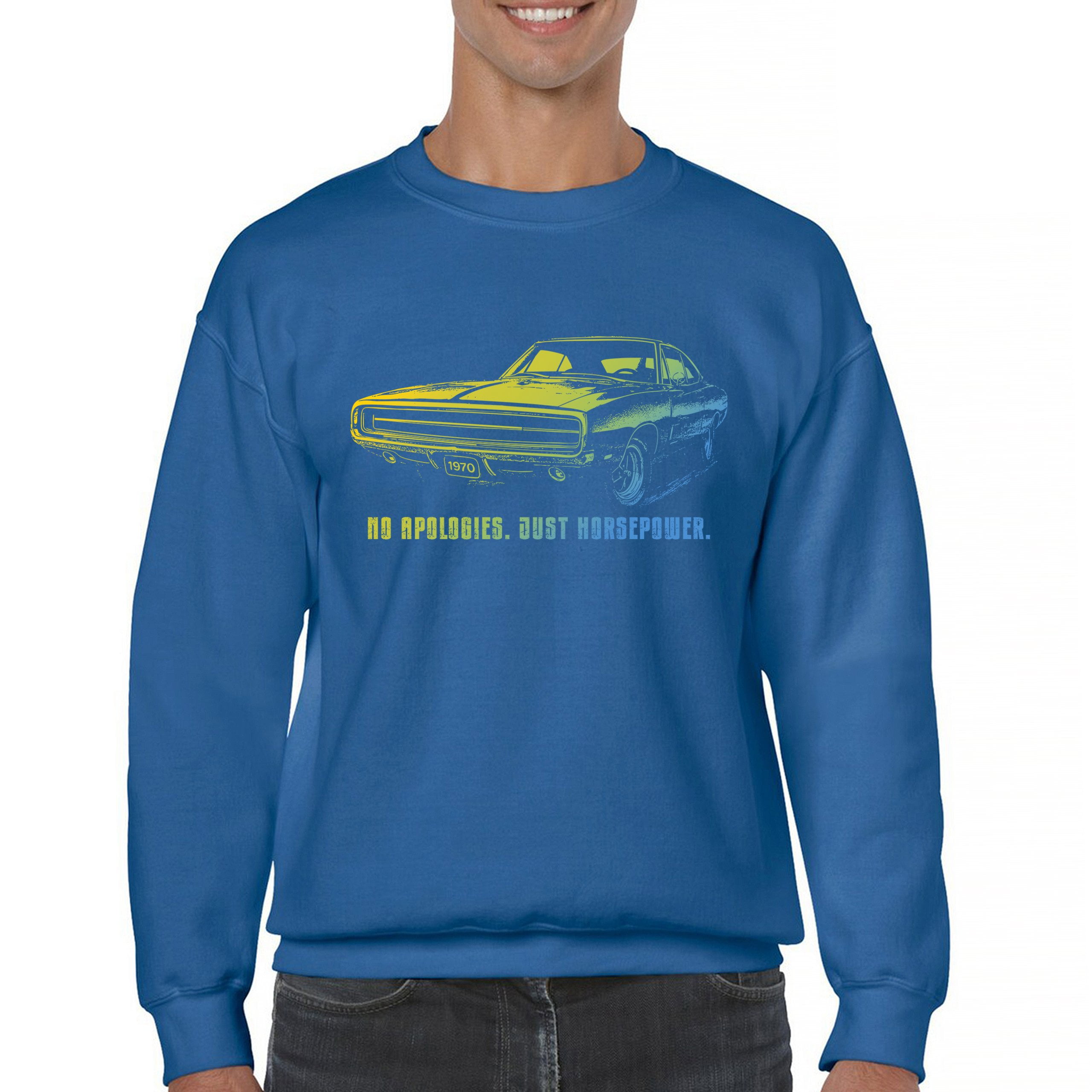 No Apologies Just Horsepower Sweatshirt Muscle Car Vintage 1970 Power ...