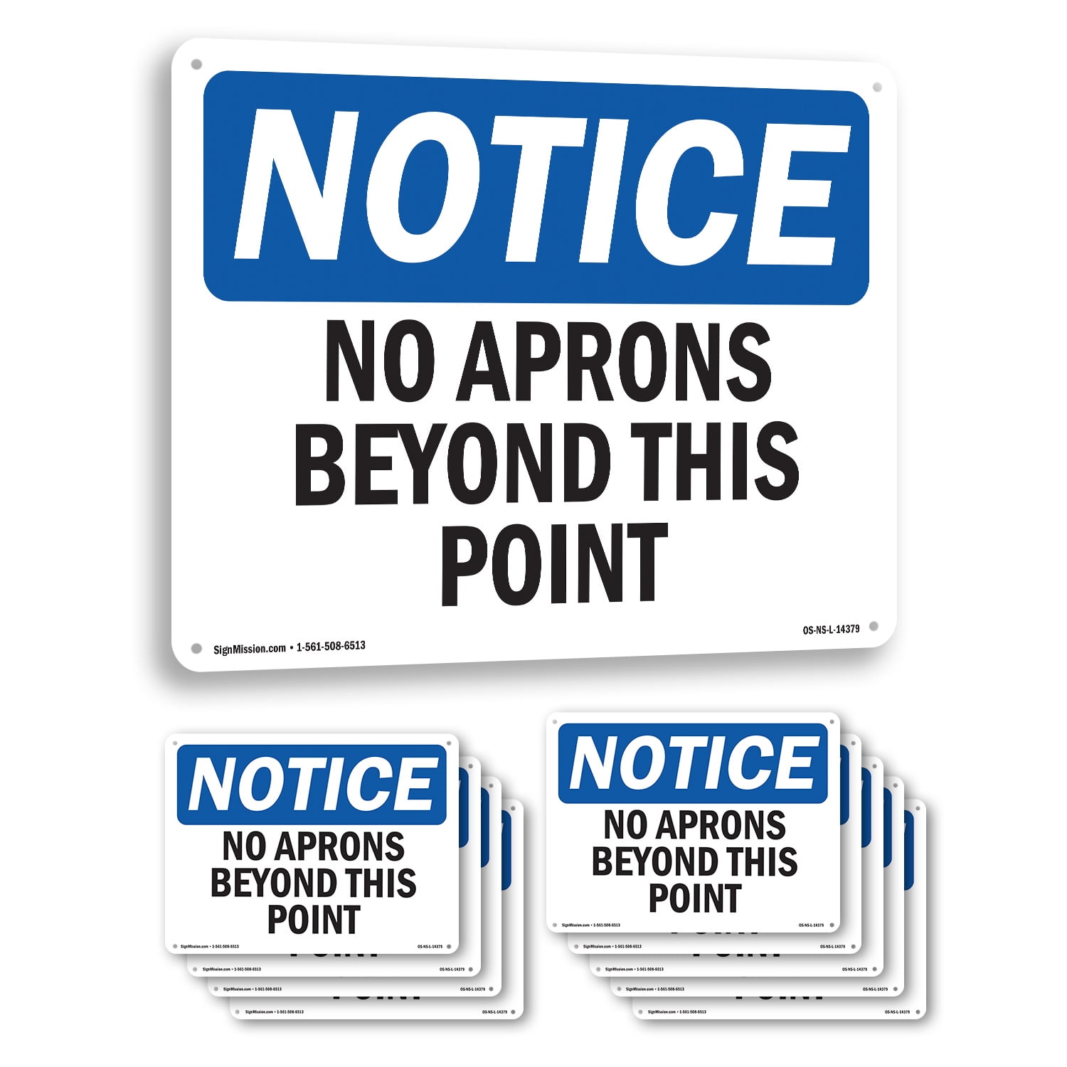 No Aprons Beyond This Point OSHA Notice Rigid Plastic Sign 10 Inch x 7 ...