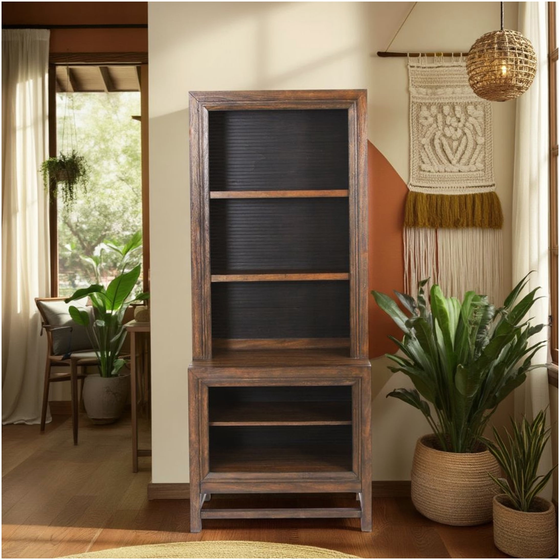 No Assembly Required Fully Assembled Bookcase Pier with Two-Tone Finish ...