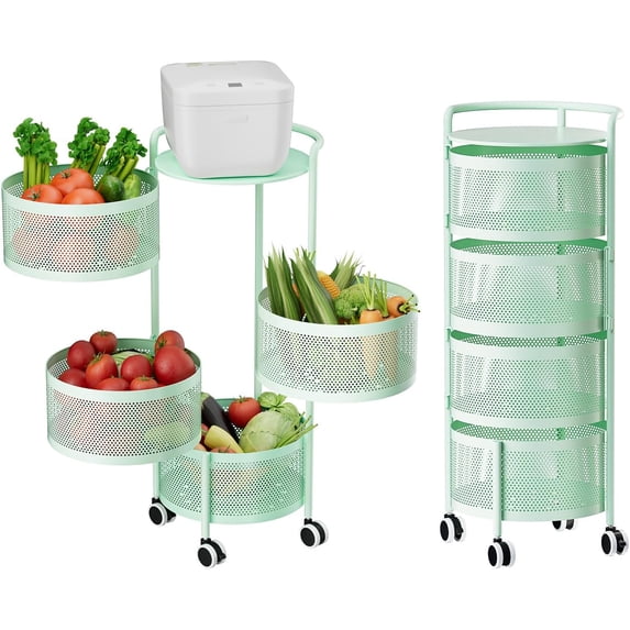 No Assembly Vegetable Storage Rack, Under Counter Rotating Fruit Basket ...