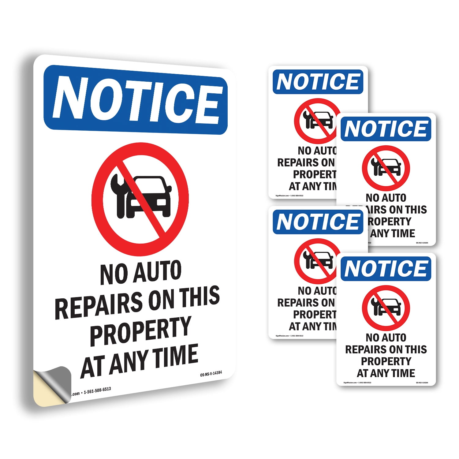 No Auto Repairs On With Symbol OSHA Notice Vinyl Decal Label 24 Inch x ...