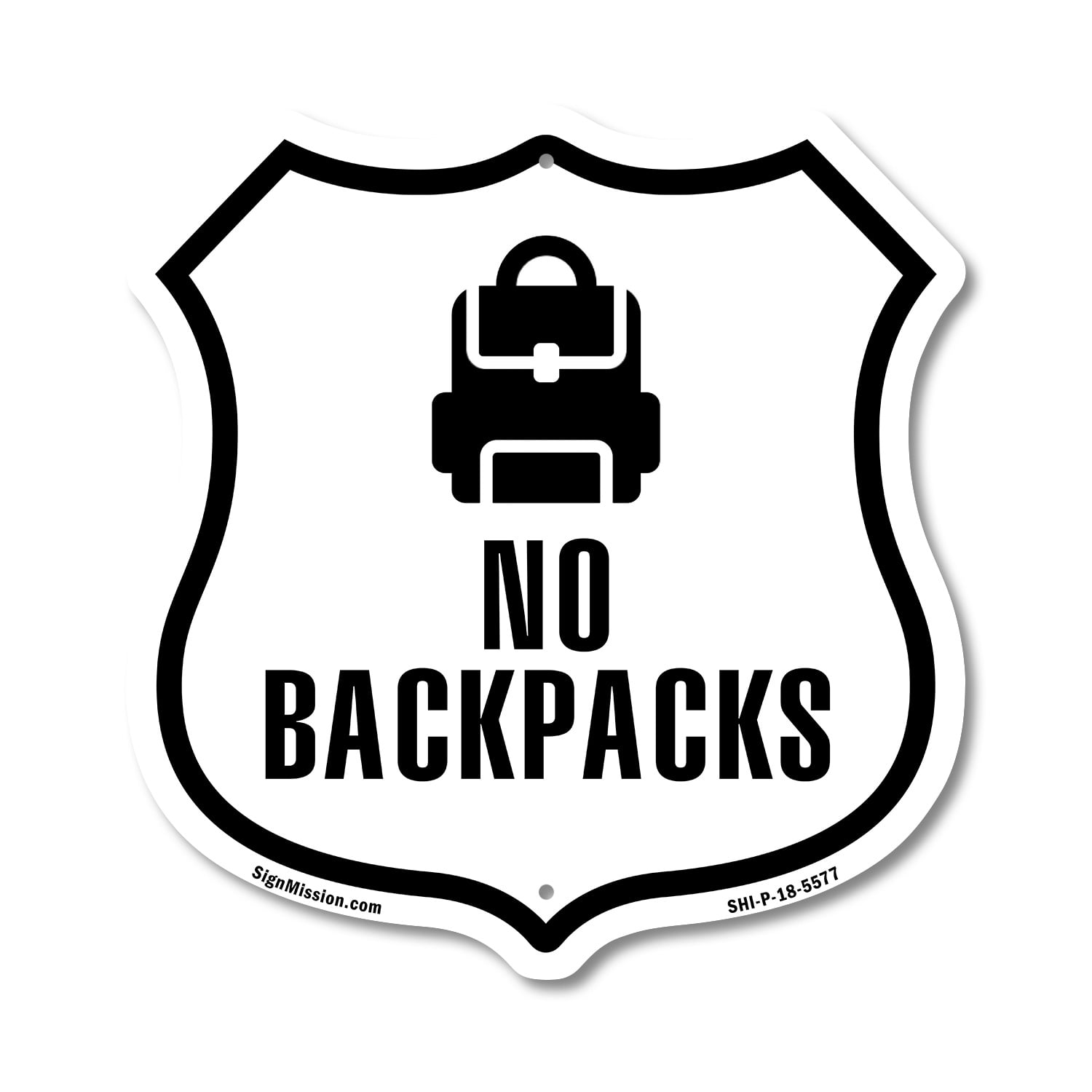 No Backpacks (2 Pack) 12 inch X 12 inch Shield-Shaped Rust-Free ...