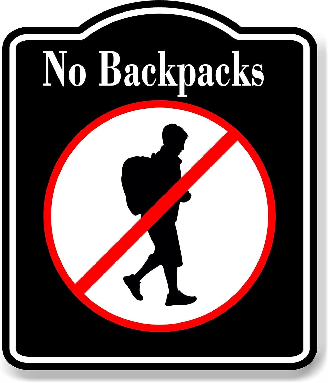 No Backpacks bag BLACK Aluminum Composite Sign, 8.5"x10" - Walmart.com