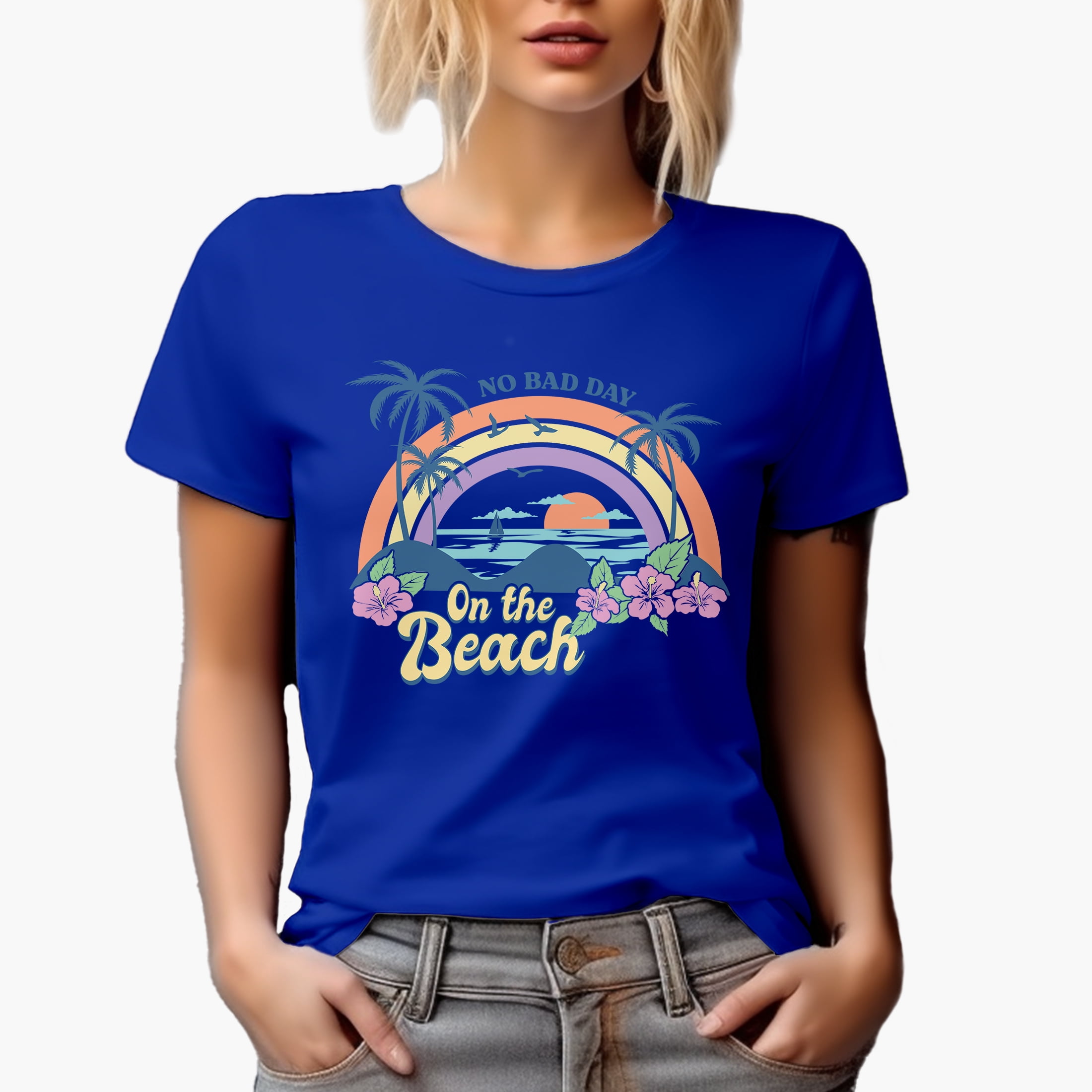 No Bad Day on the Beach, Retro Tropical & Summer Art Merch Gift, Royal ...