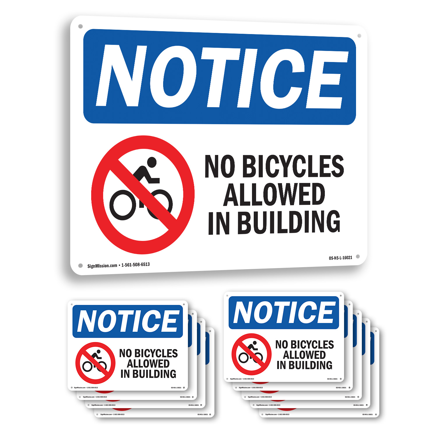 No Bicycles Allowed In Building OSHA Notice Rigid Plastic Sign 10 Inch ...