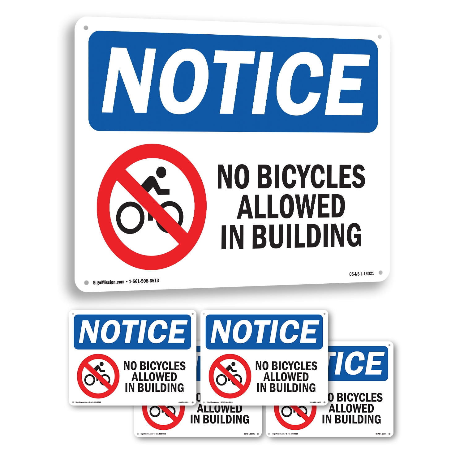 No Bicycles Allowed In Building OSHA Notice Rigid Plastic Sign 24 Inch ...