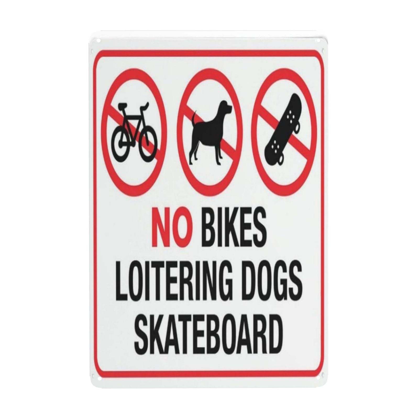 No Bikes Loitering Dogs Skateboard Tin Sign Warning Metal Sign Vintage ...