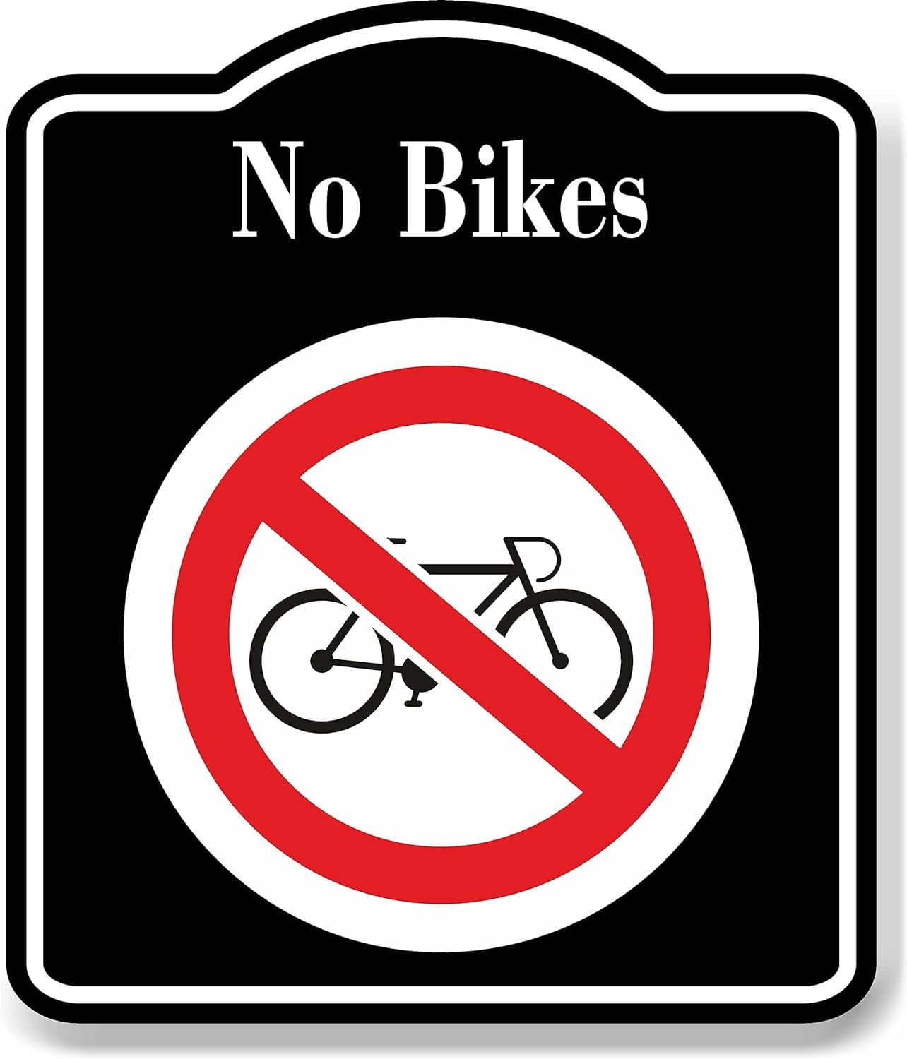 No Bikes Symbol Prohibition BLACK Aluminum Composite Sign, 8.5"x10 ...