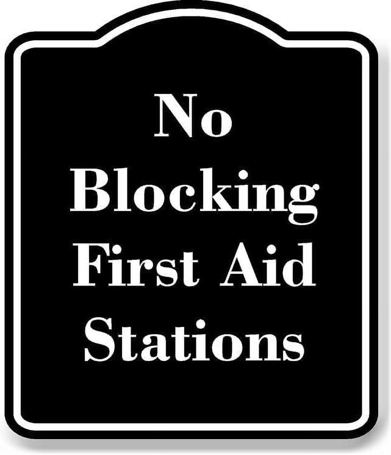 No Blocking First Aid Stations BLACK Aluminium Composite Sign 8.5''x10 ...