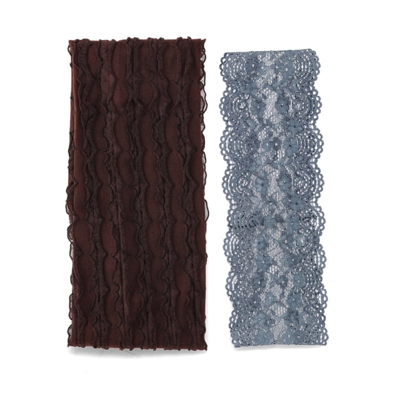 No Boundaries 2 Pack Lacey Headwrap, Grey/Brown - Walmart.com