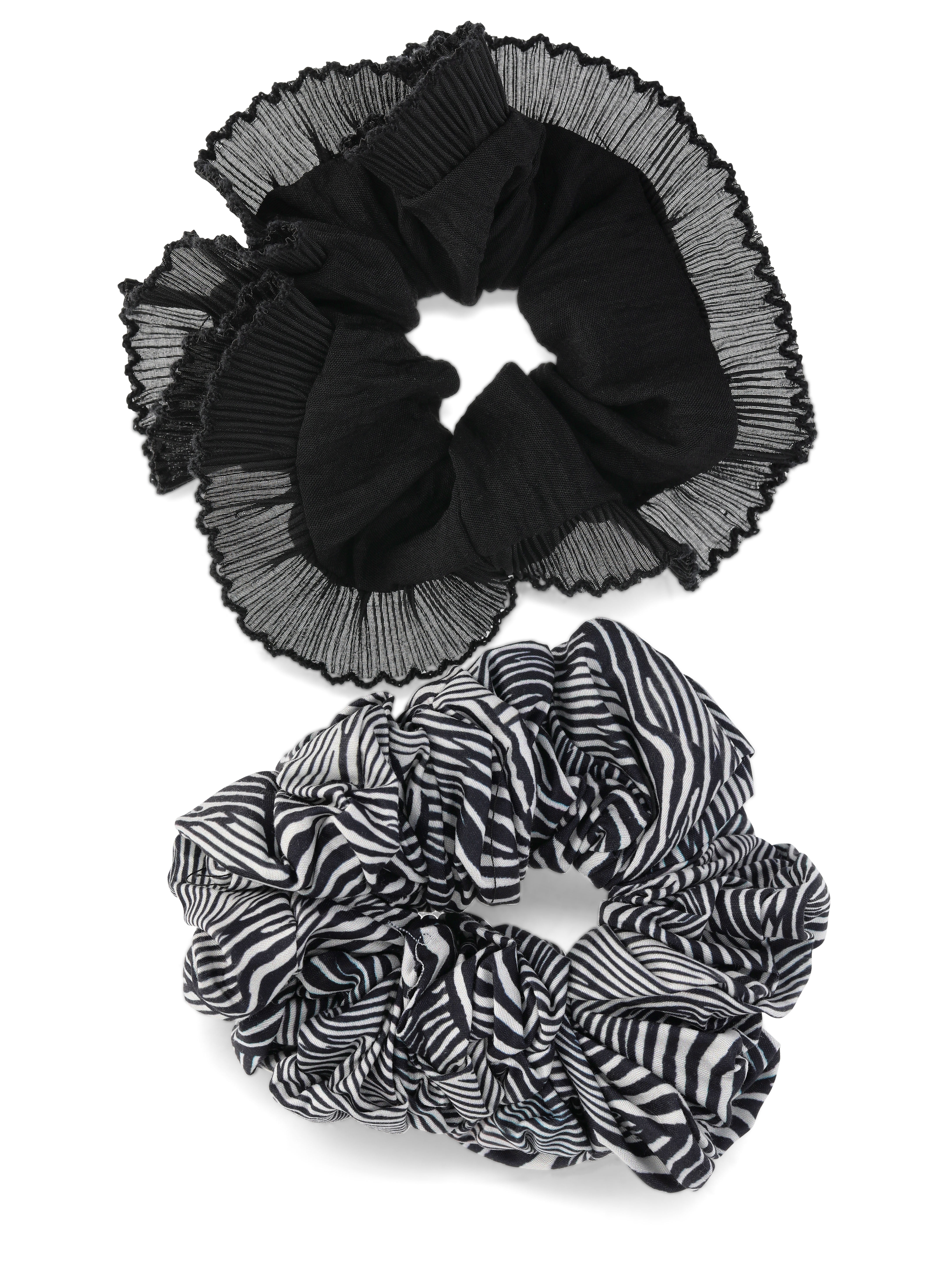 No Boundaries 2 Pack Printed & Ruffle Hair Ties, Black/White - Walmart.com